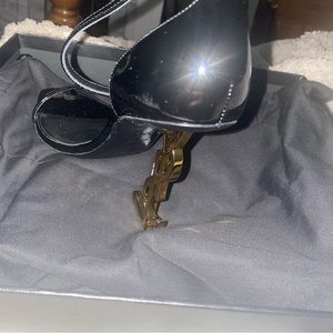 Yves Saint Laurent | Shoes | Ysl Heels Size 37 Black With Gold Heel ...